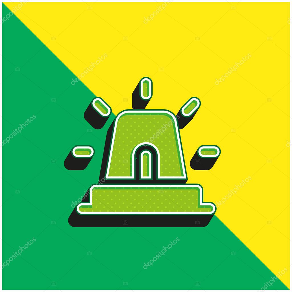 Alarma verde y amarillo moderno vector 3d icono logotipo 2023