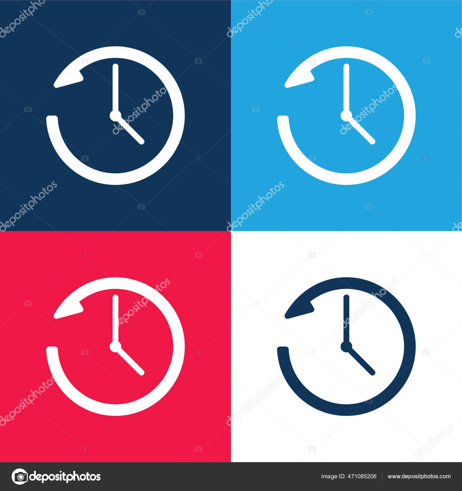 Clockwise Blue Red Four Color Minimal Icon Set Stock Vector Image by ...