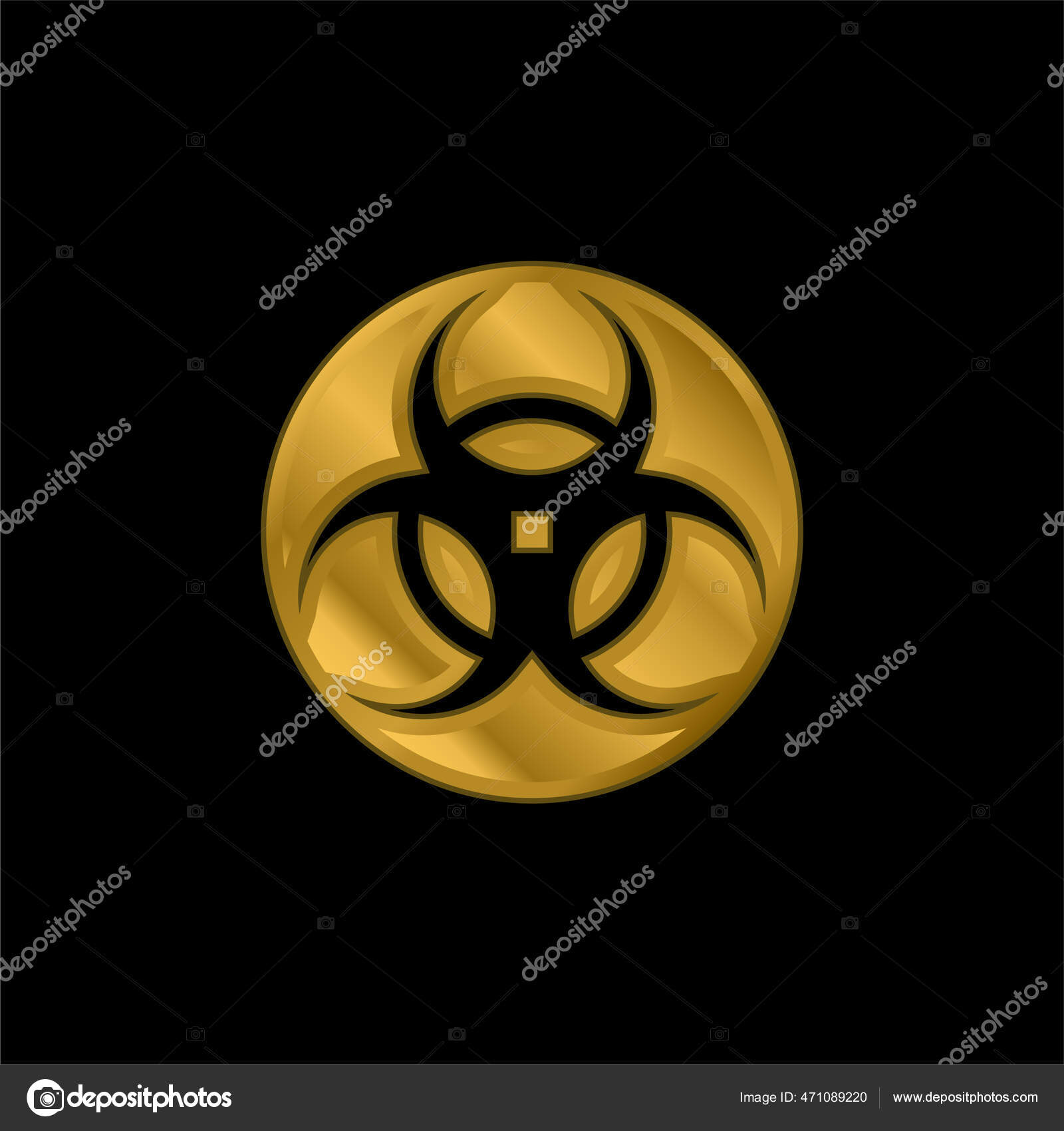 Biohazard Chapado Oro Icono Metálico Vector Logotipo Vector de stock ...