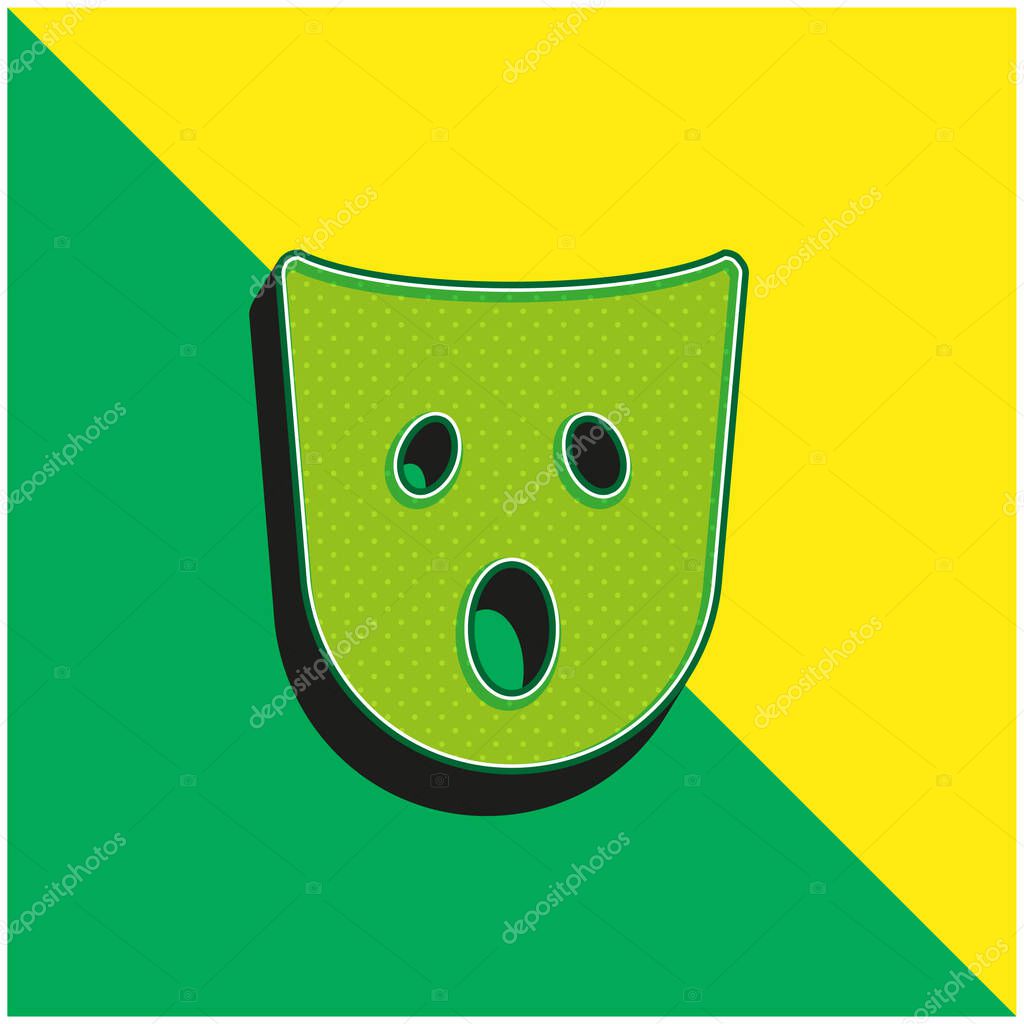 Máscara de asombro verde y amarillo moderno logotipo del icono del ...