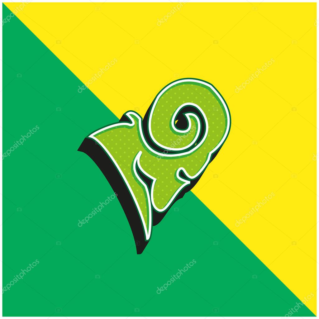 Aries verde y amarillo moderno vector 3d icono del logotipo 2024