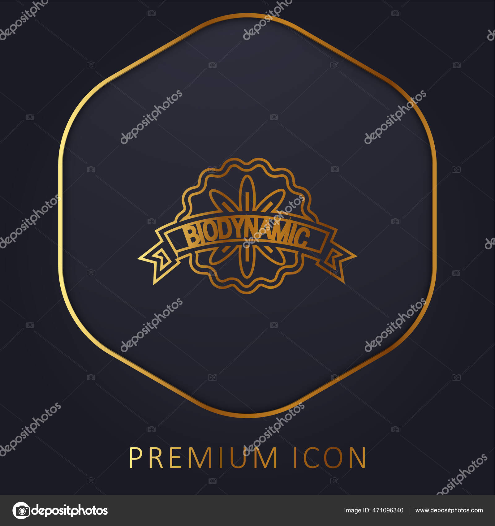 Biodynamic Badge Golden Line Premium Logo Icon Stock Vector Image by ...