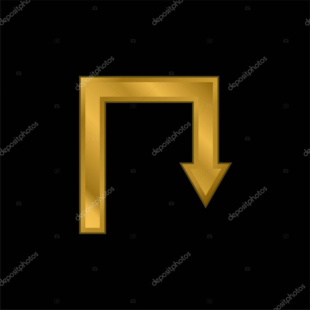 Ángulos de flecha Símbolo chapado en oro icono metálico o logo vector 2022