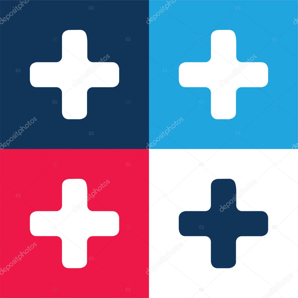 Suma m s signo azul y rojo conjunto de iconos m nimo de cuatro colores 2024