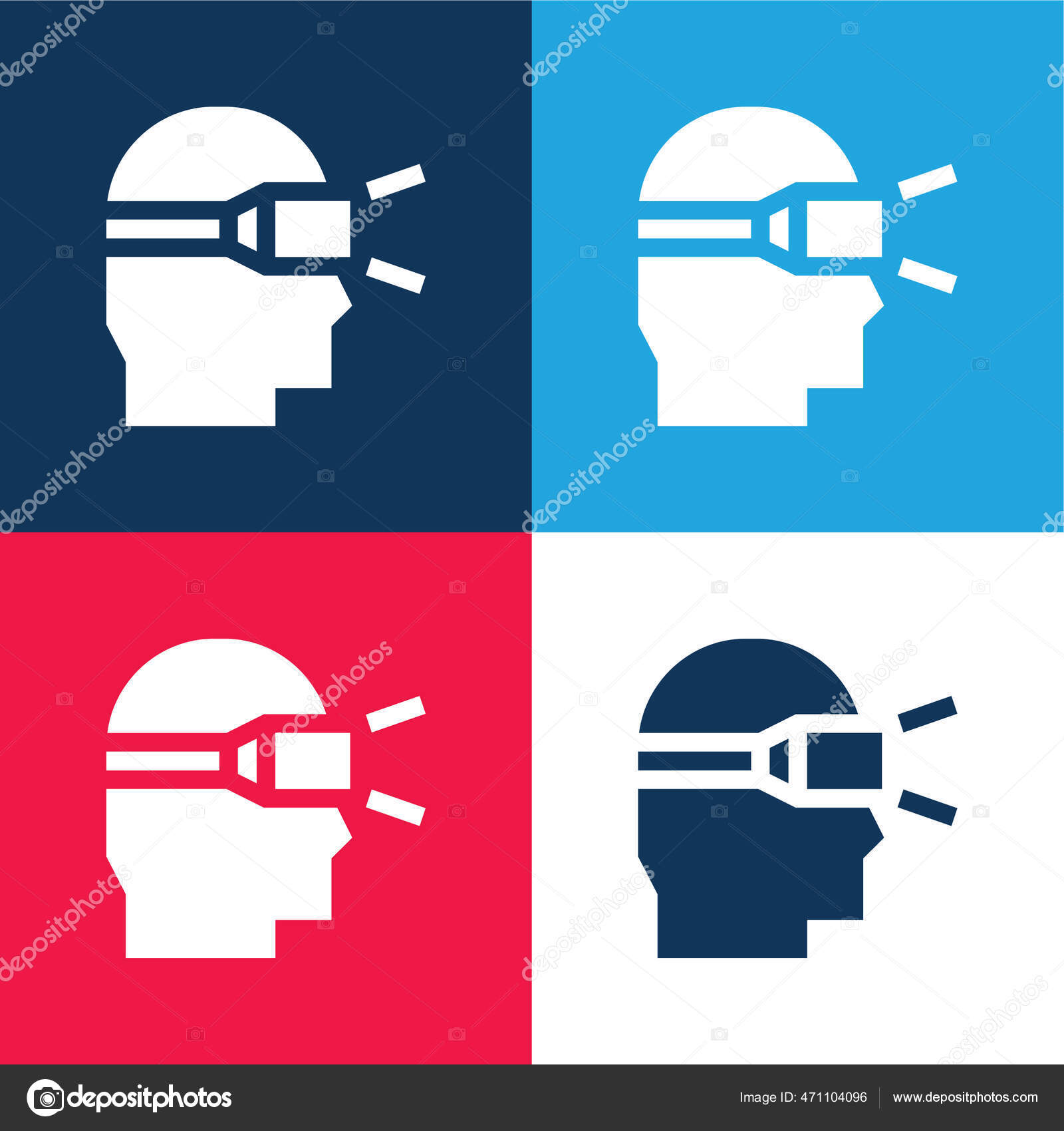 Augmented Reality Blue Red Four Color Minimal Icon Set Stock Vector ...