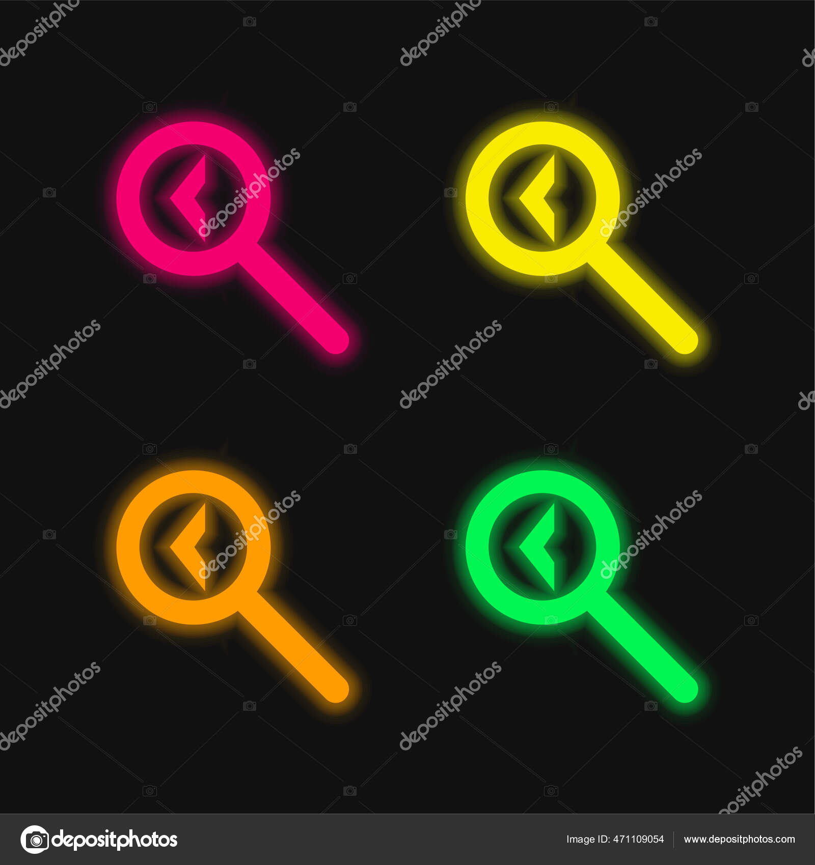 Back Search Interface Symbol Four Color Glowing Neon Vector Icon Stock ...