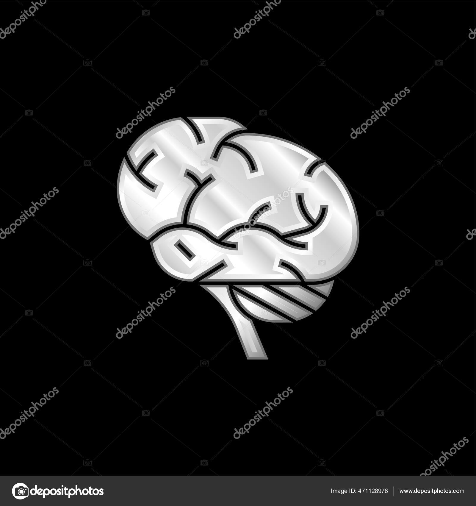 Brains Silver Plated Metallic Icon Stock Vector Image by ©Infolight ...