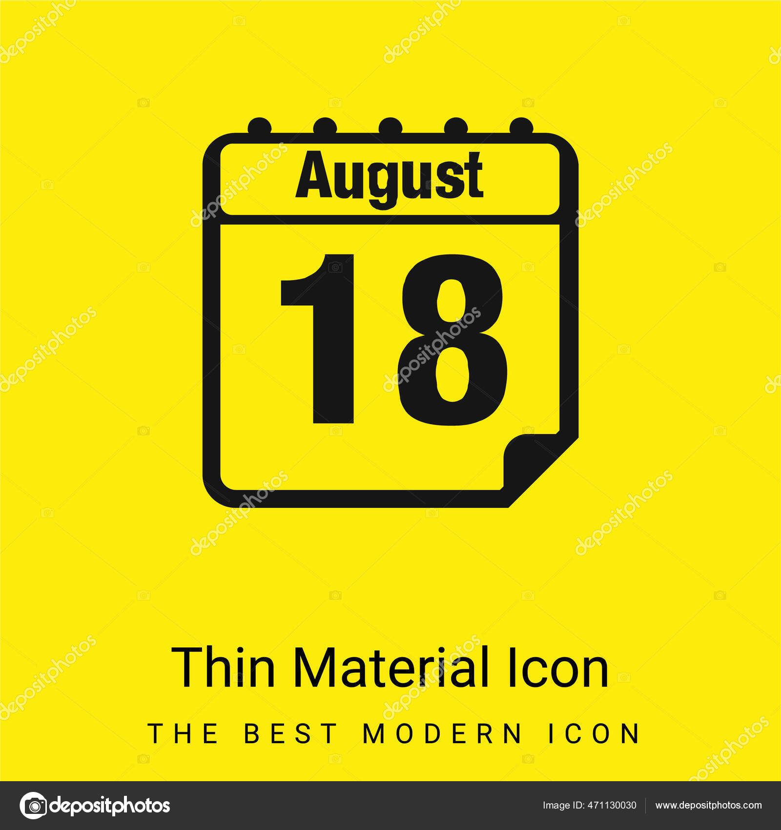 August Daily Calendar Page Interface Symbol Minimal Bright Yellow ...