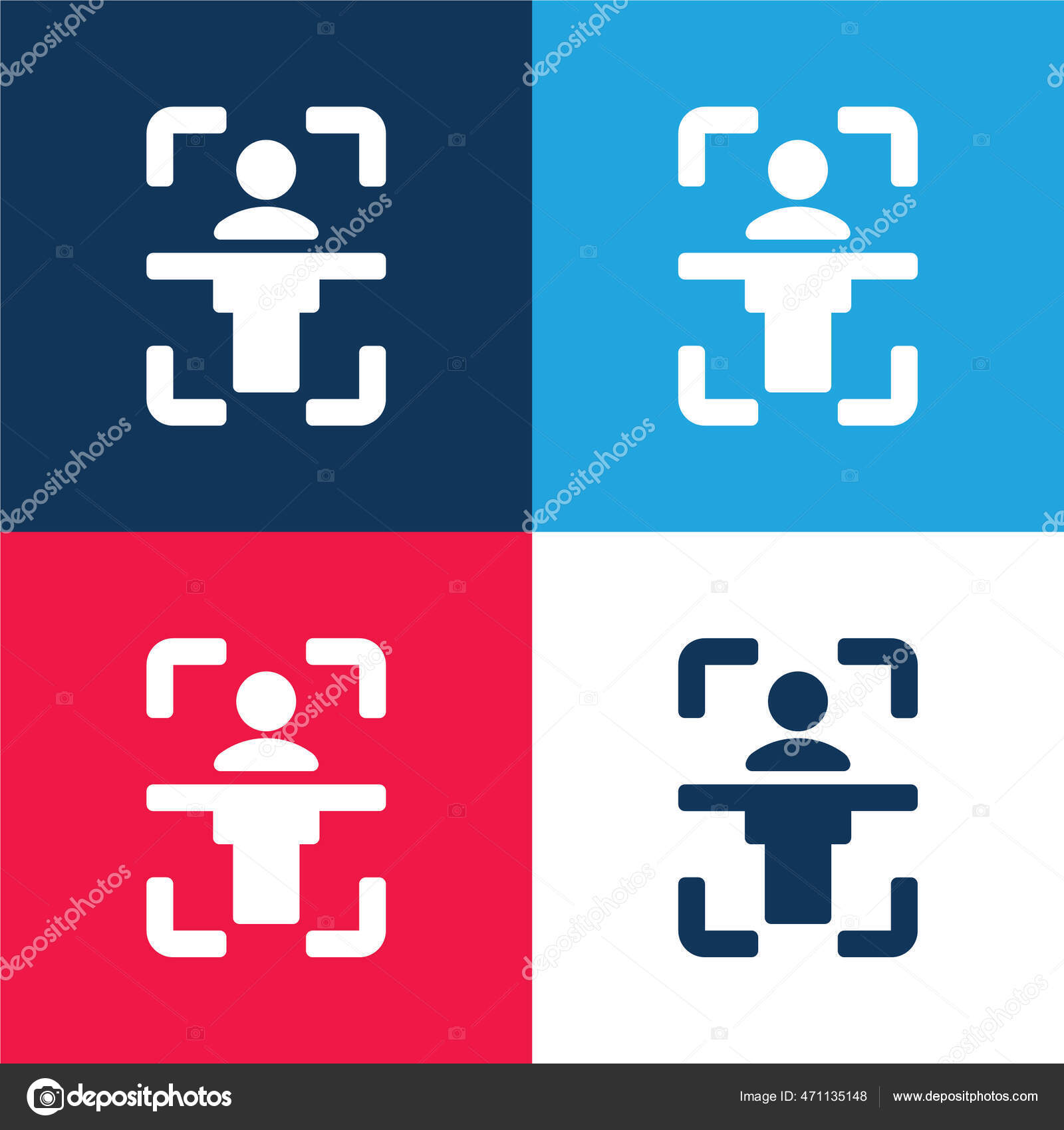 Body Scan Blue Red Four Color Minimal Icon Set Stock Vector Image by ...