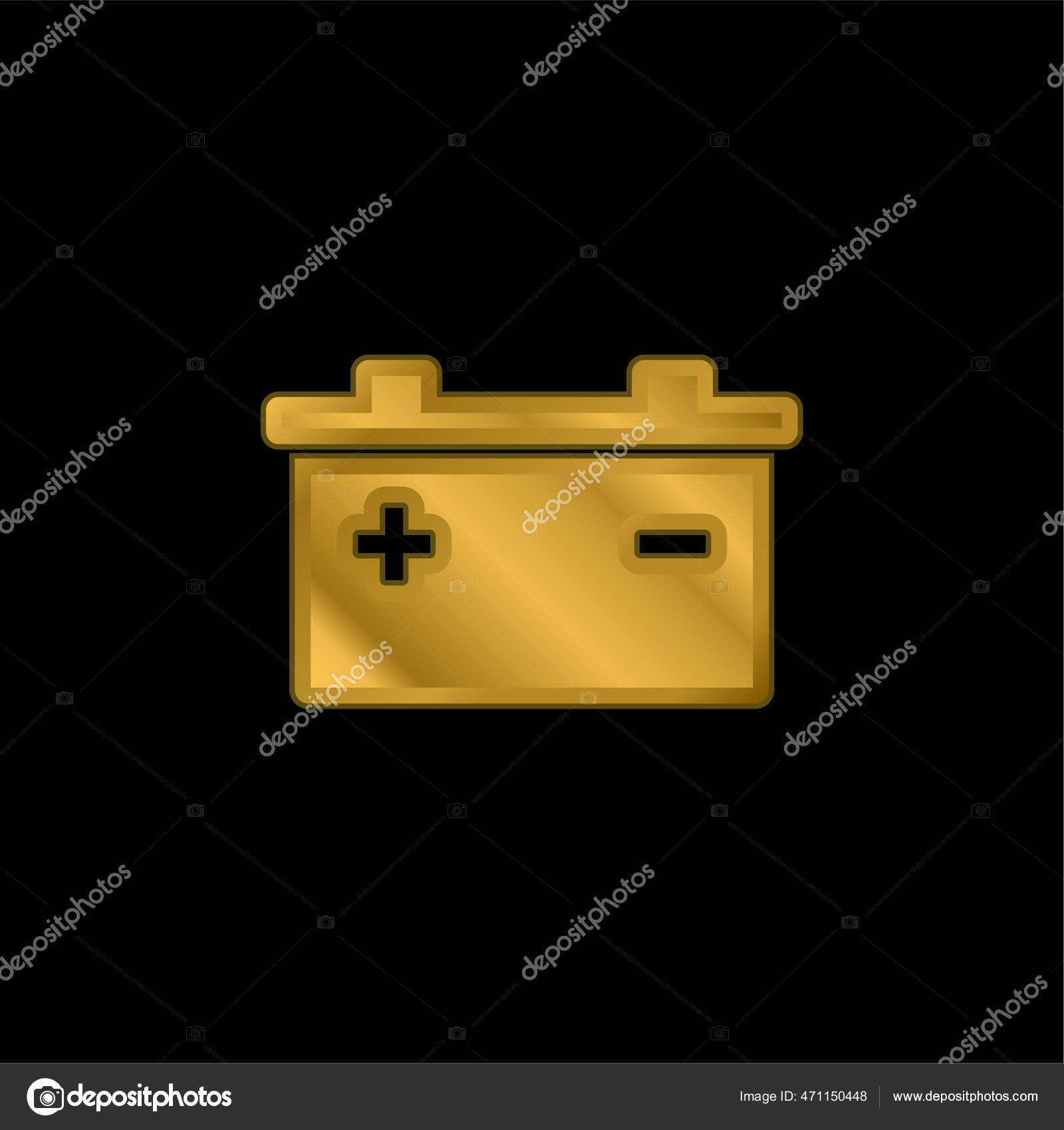 Battery Positive Negative Poles Symbols Gold Plated Metalic Icon Logo ...