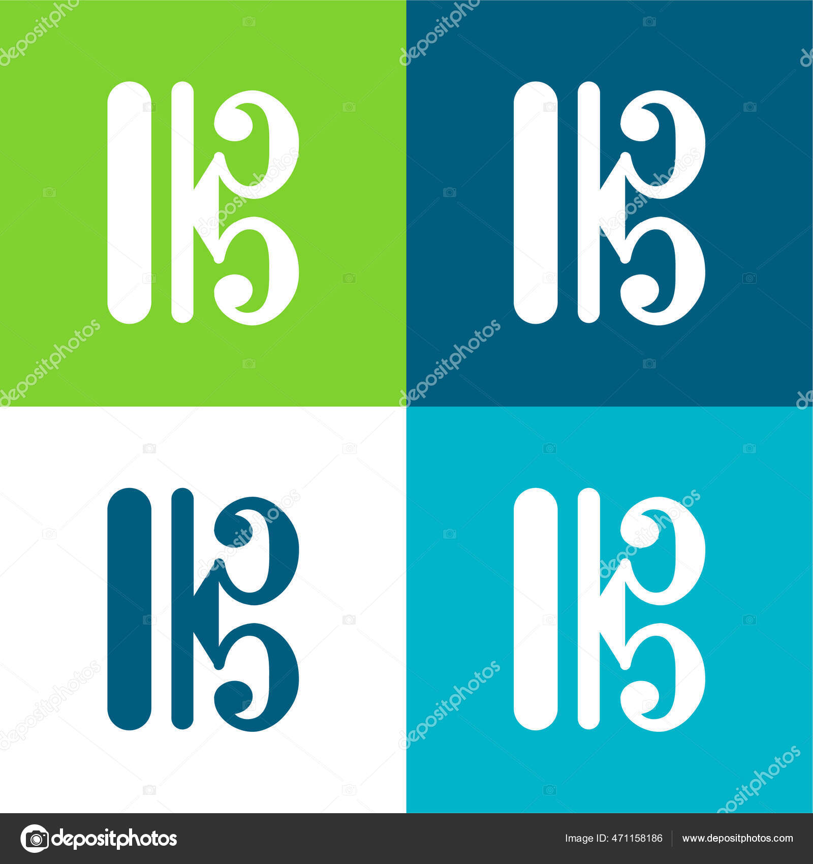 Bar Lines Variant Flat Four Color Minimal Icon Set Stock Vector Image ...