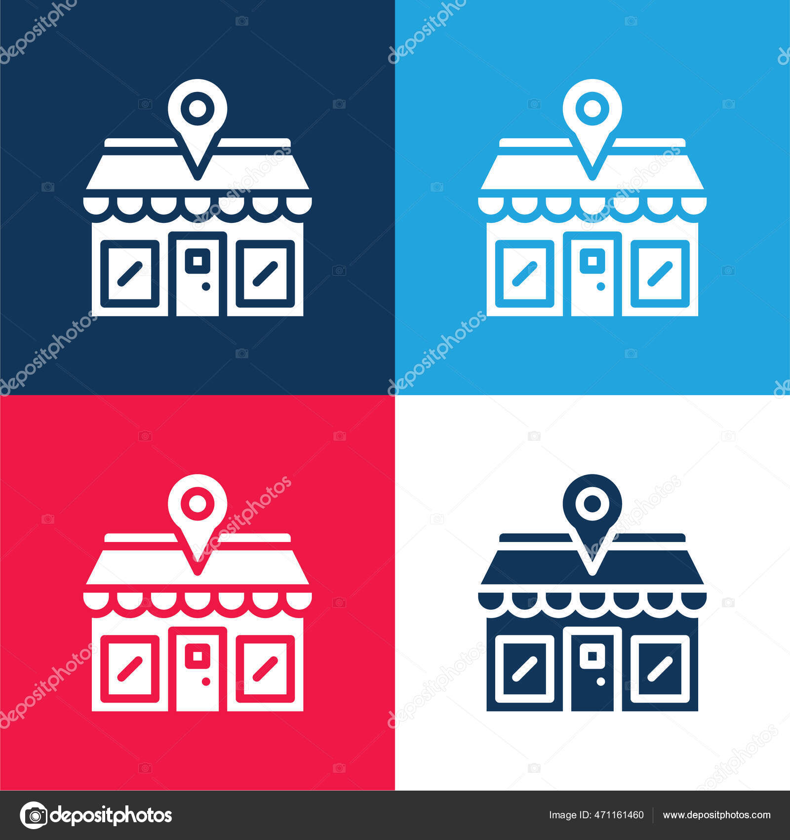 Address Blue Red Four Color Minimal Icon Set Stock Vector Image by ...