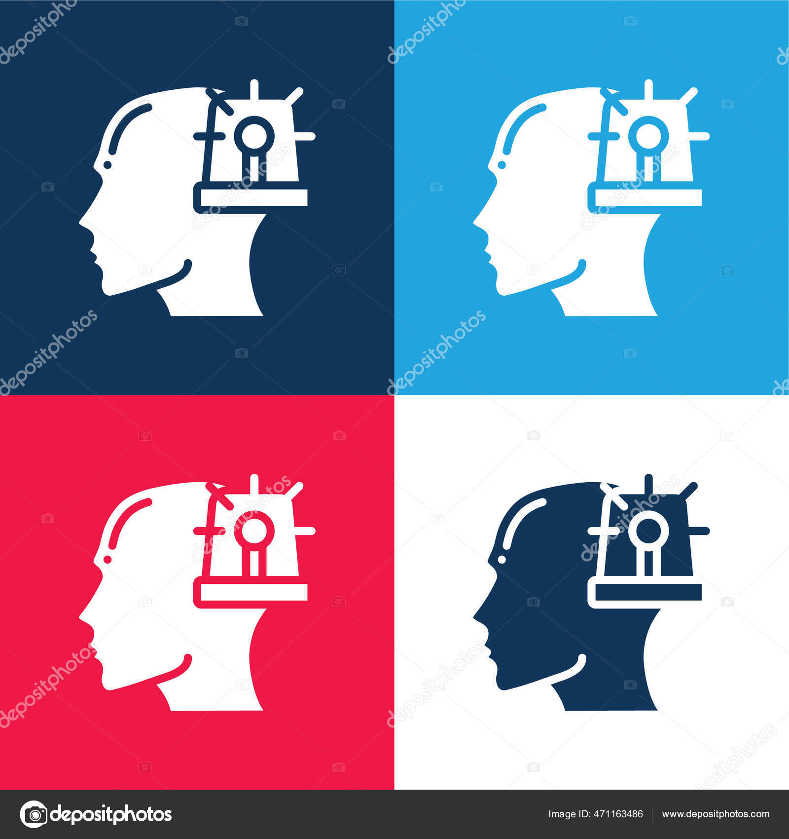 Anxiety Blue Red Four Color Minimal Icon Set Stock Vector by ©Infolight ...