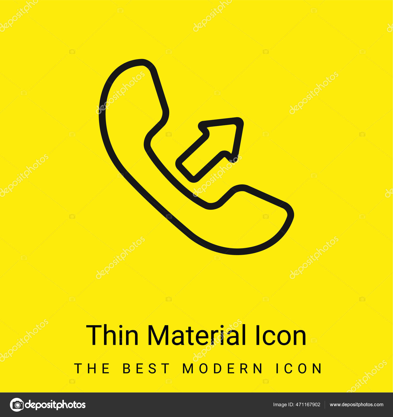 Answer Call Interface Symbol Auricular Arrow Minimal Bright Yellow ...