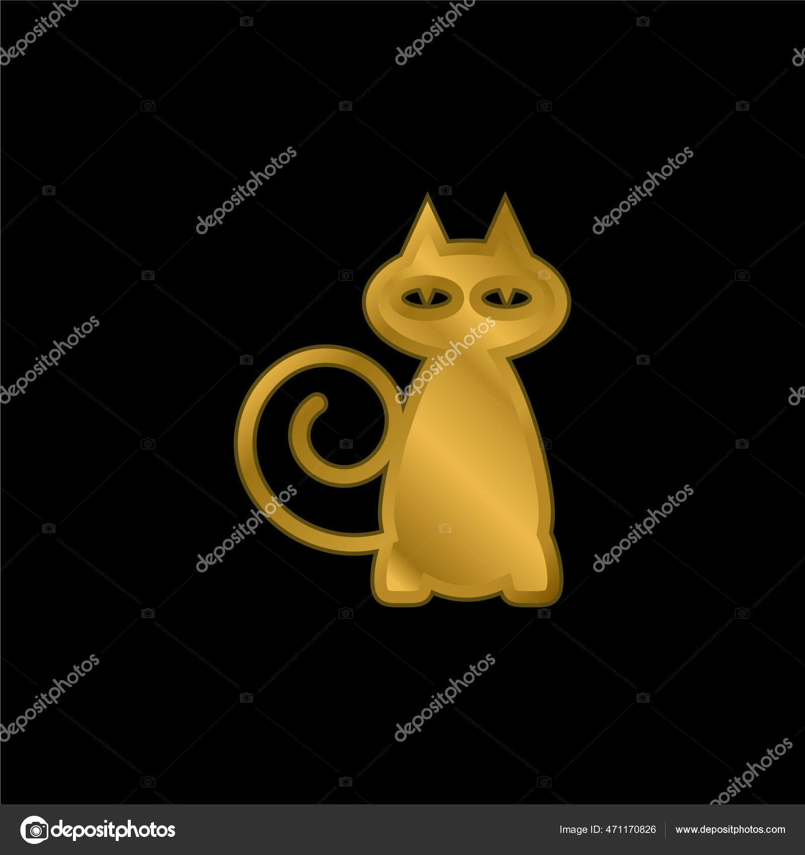 Gato Negro Chapado Oro Icono Metálico Logo Vector Vector de stock ...
