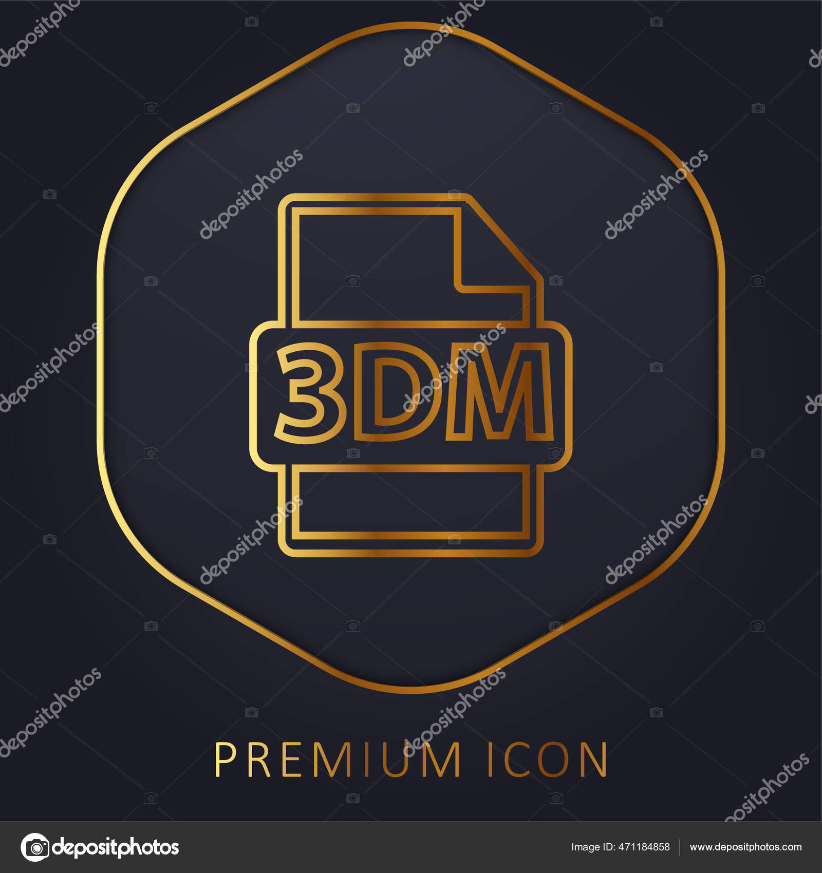 3Dm File Format Symbol Golden Line Premium Logo Icon Stock Vector by ...