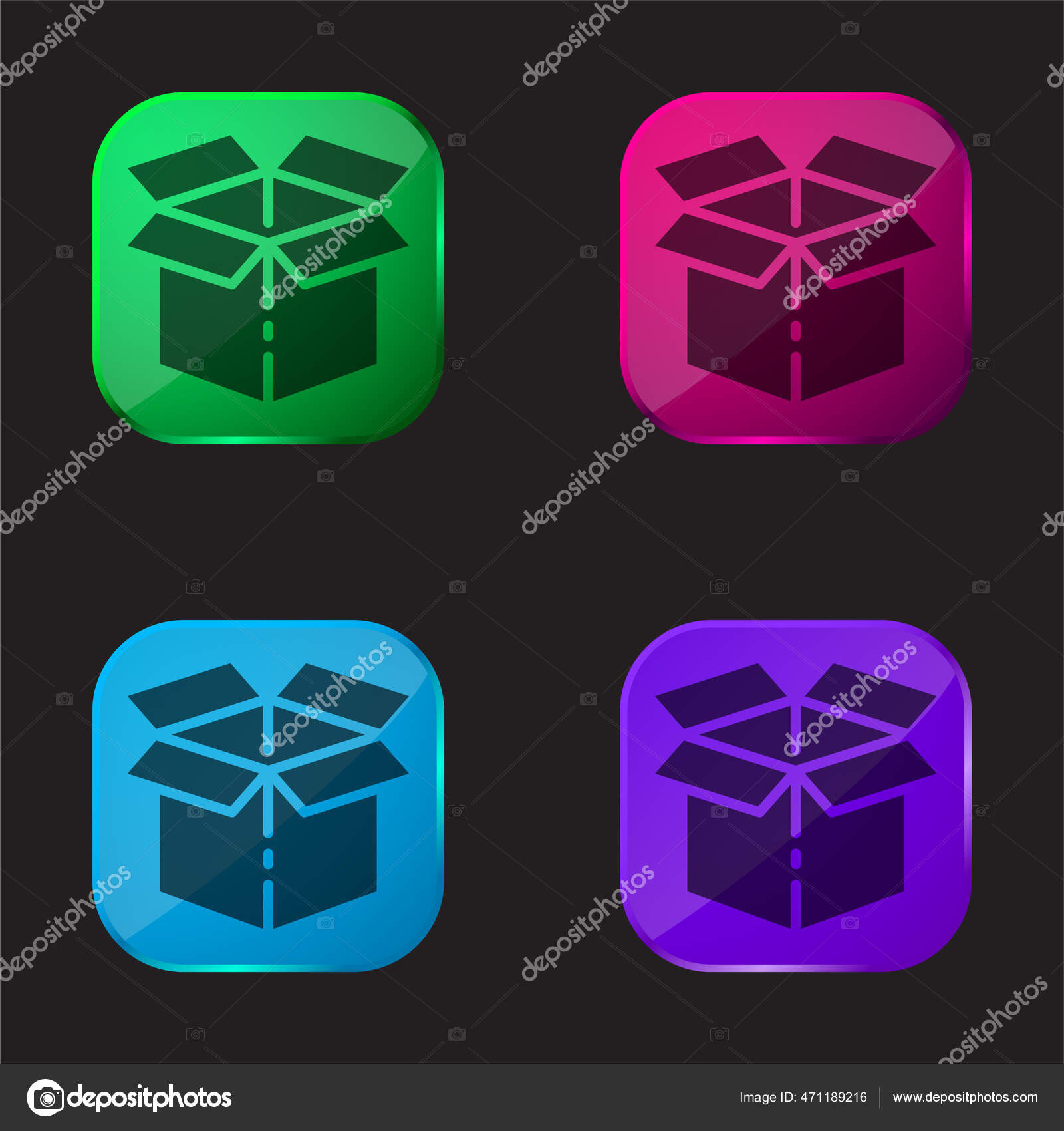 Box Four Color Glass Button Icon Stock Vector by ©Infolight 471189216