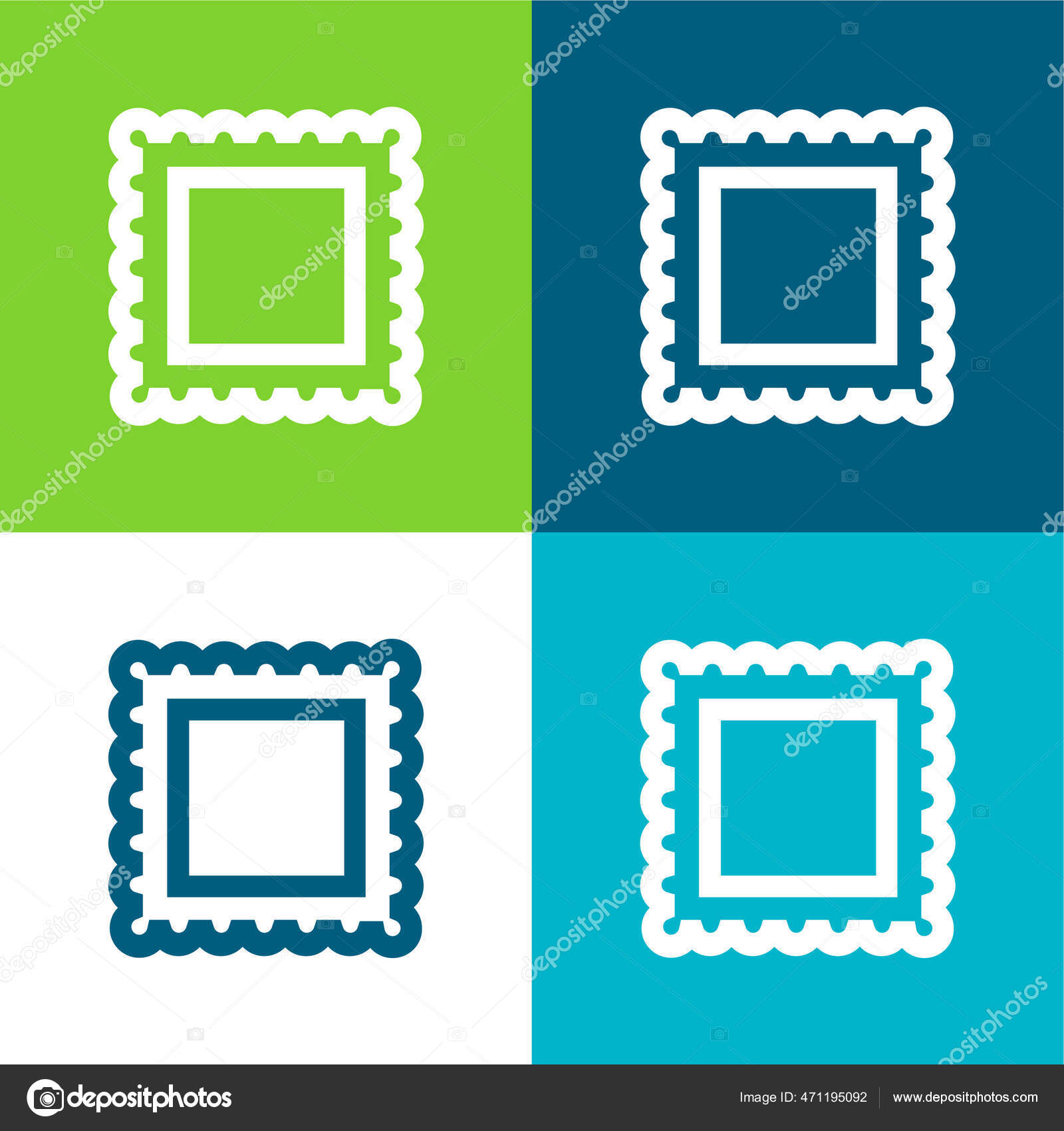Border Frame Pictures Flat Four Color Minimal Icon Set Stock Vector by ...