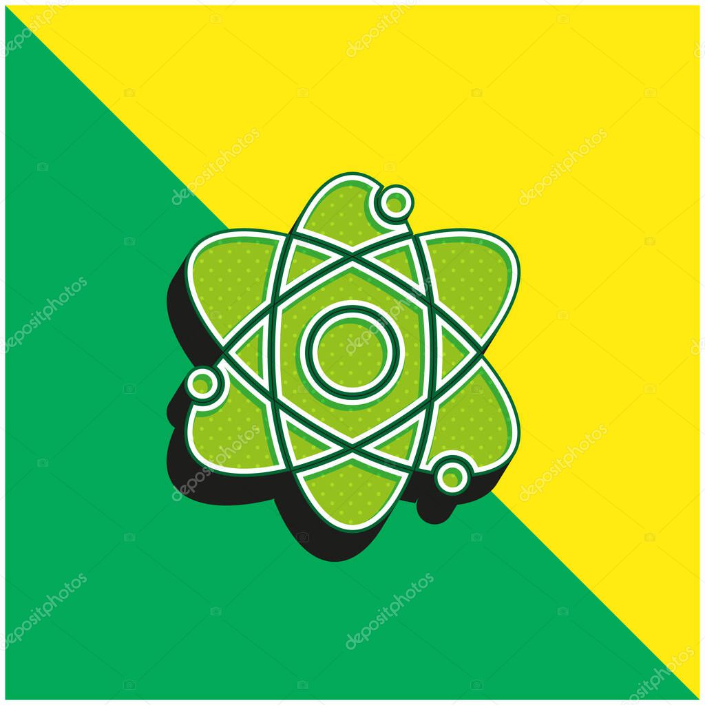 Átomo verde y amarillo moderno vector 3d icono del logotipo 2022