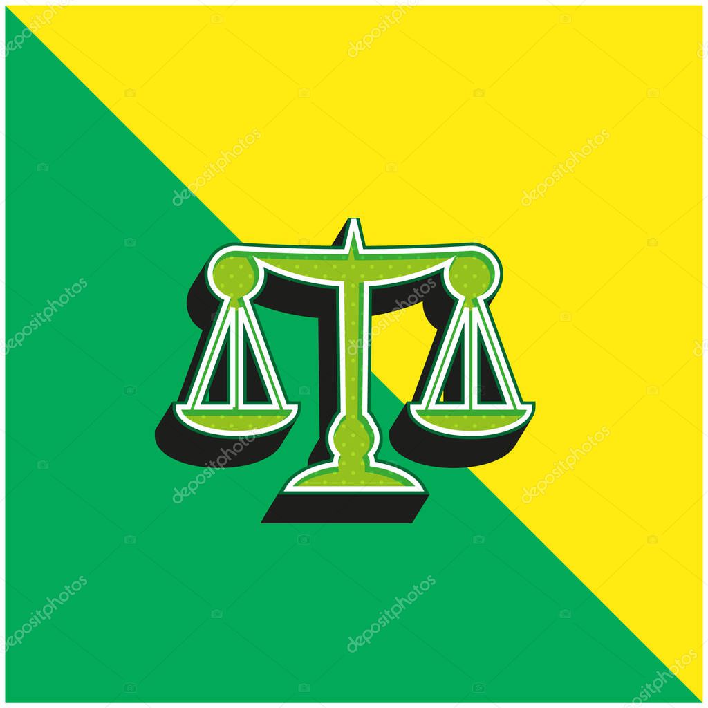 Balance verde y amarillo moderno logotipo del icono del vector 3d 2024