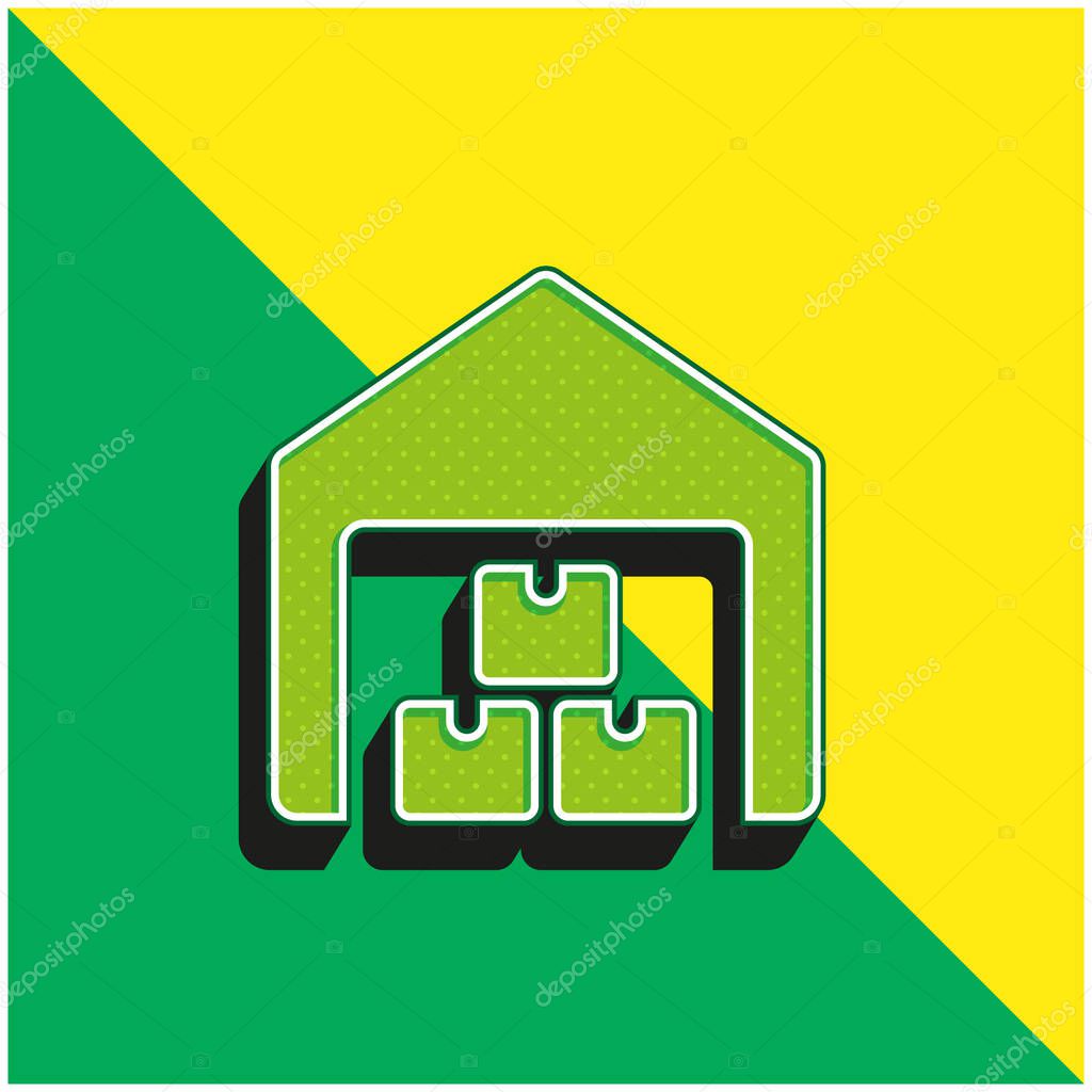 Cajas verde y amarillo moderno vector 3d icono logotipo 2024