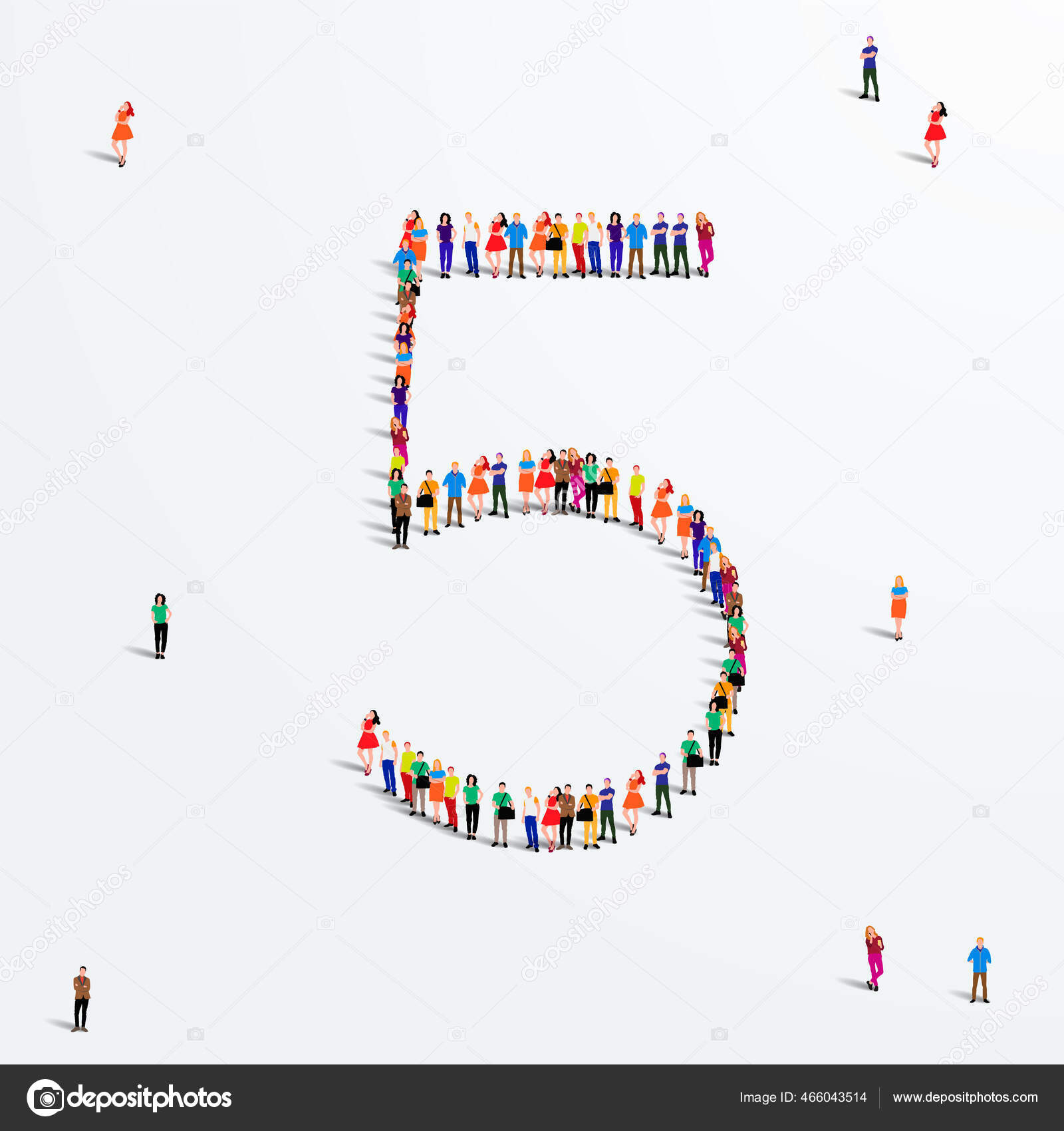Large Group People Number Five Form Vector Illustration Stock Vector ...