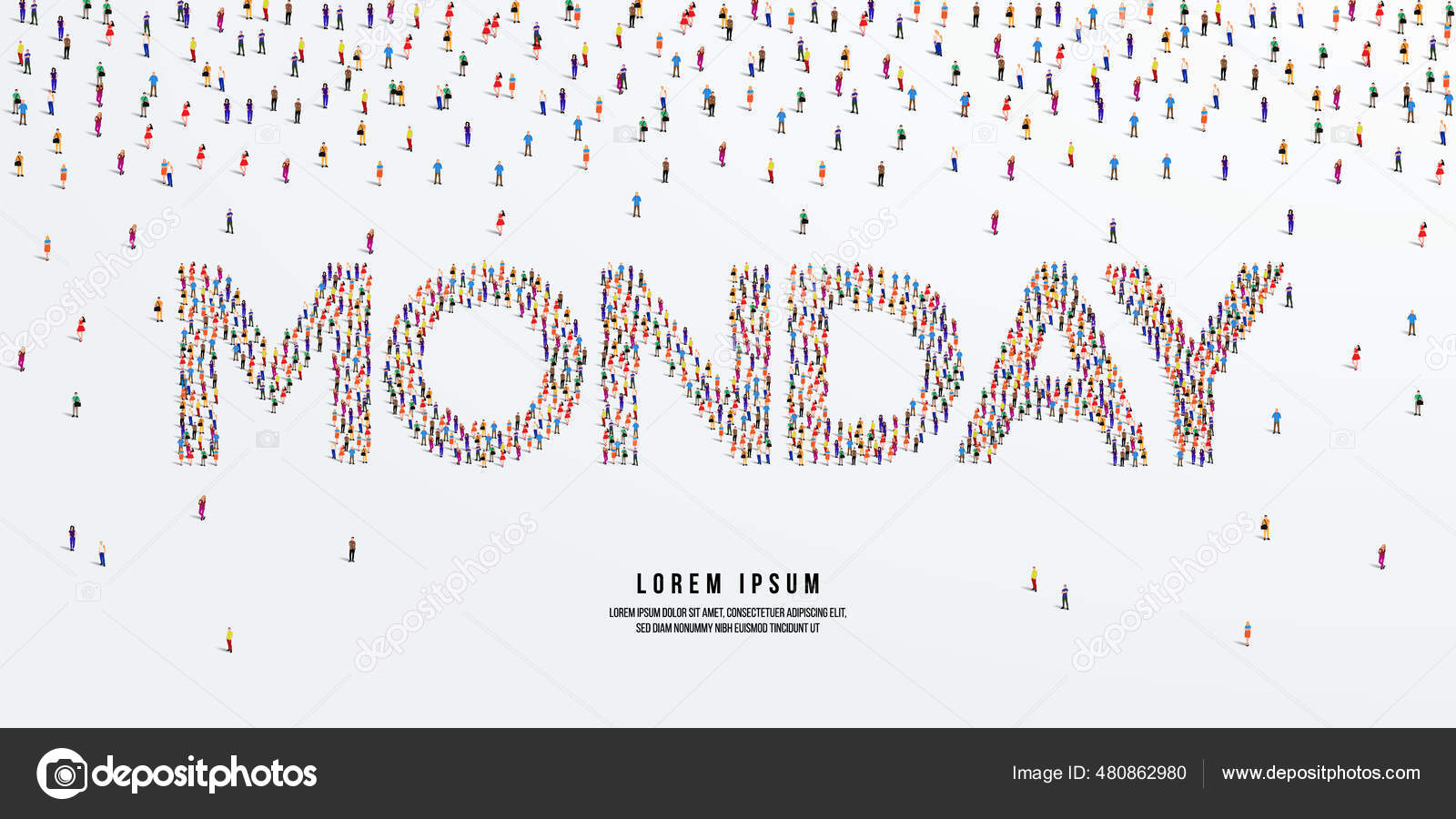 Word Monday Large Group People Form Create Word Monday Vector Stock ...