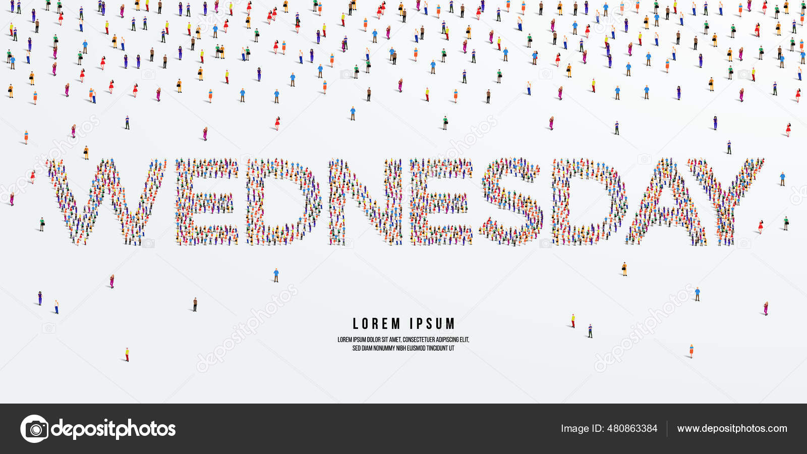 Word Wednesday Large Group People Form Create Word Wednesday Vector ...