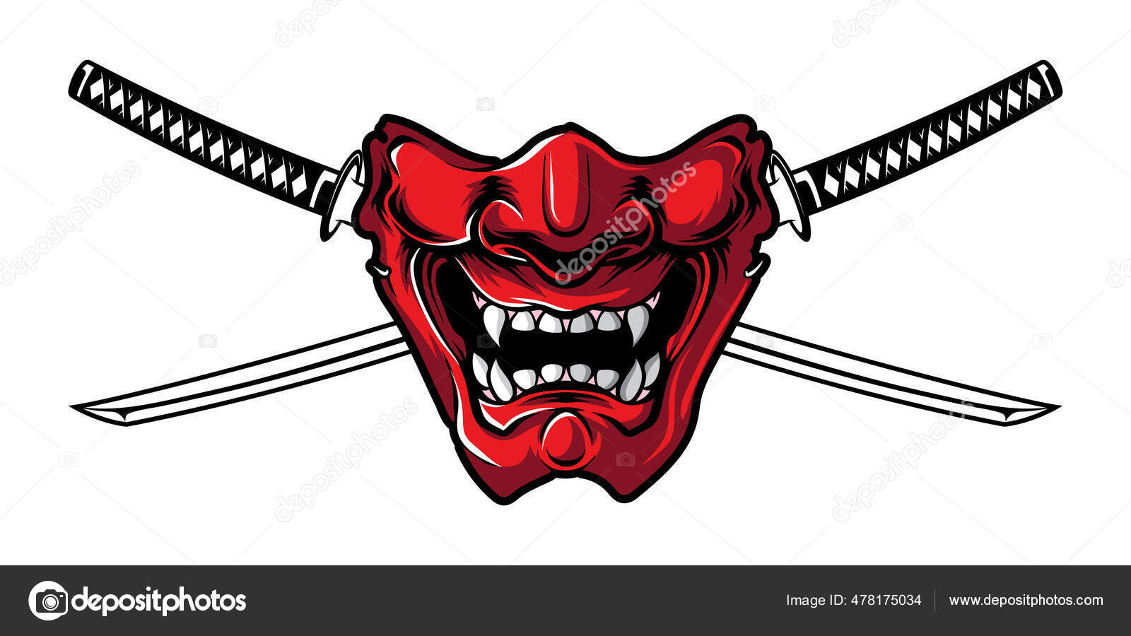 Japanese Demon Samurai Mask Vector Design Stock Vector by ©Ahmadyusup ...