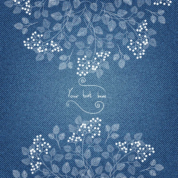 Invitation card on denim background with excellent hand-drawn ornament ...