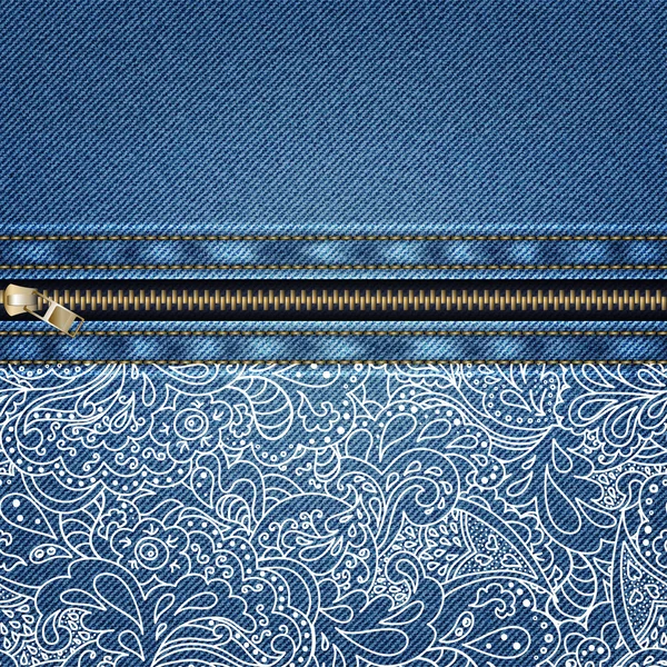 Denim background with closed zipper — Stock Vector © AlionaManakova ...