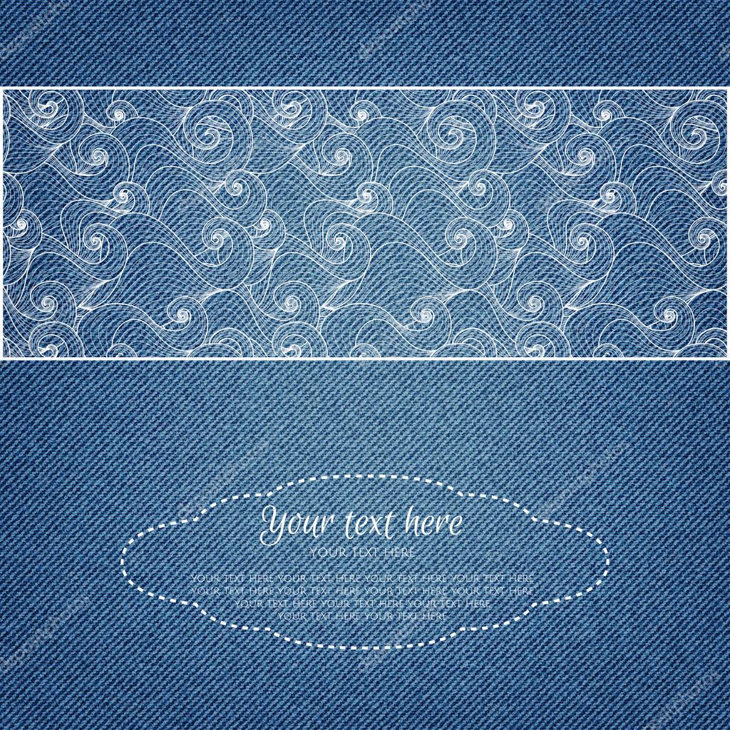 Denim Invitation card with ornament Stock Vector Image by ...