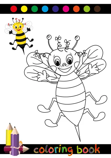 Coloring Book or Page Cartoon Illustration of Funny Bee boy for ...