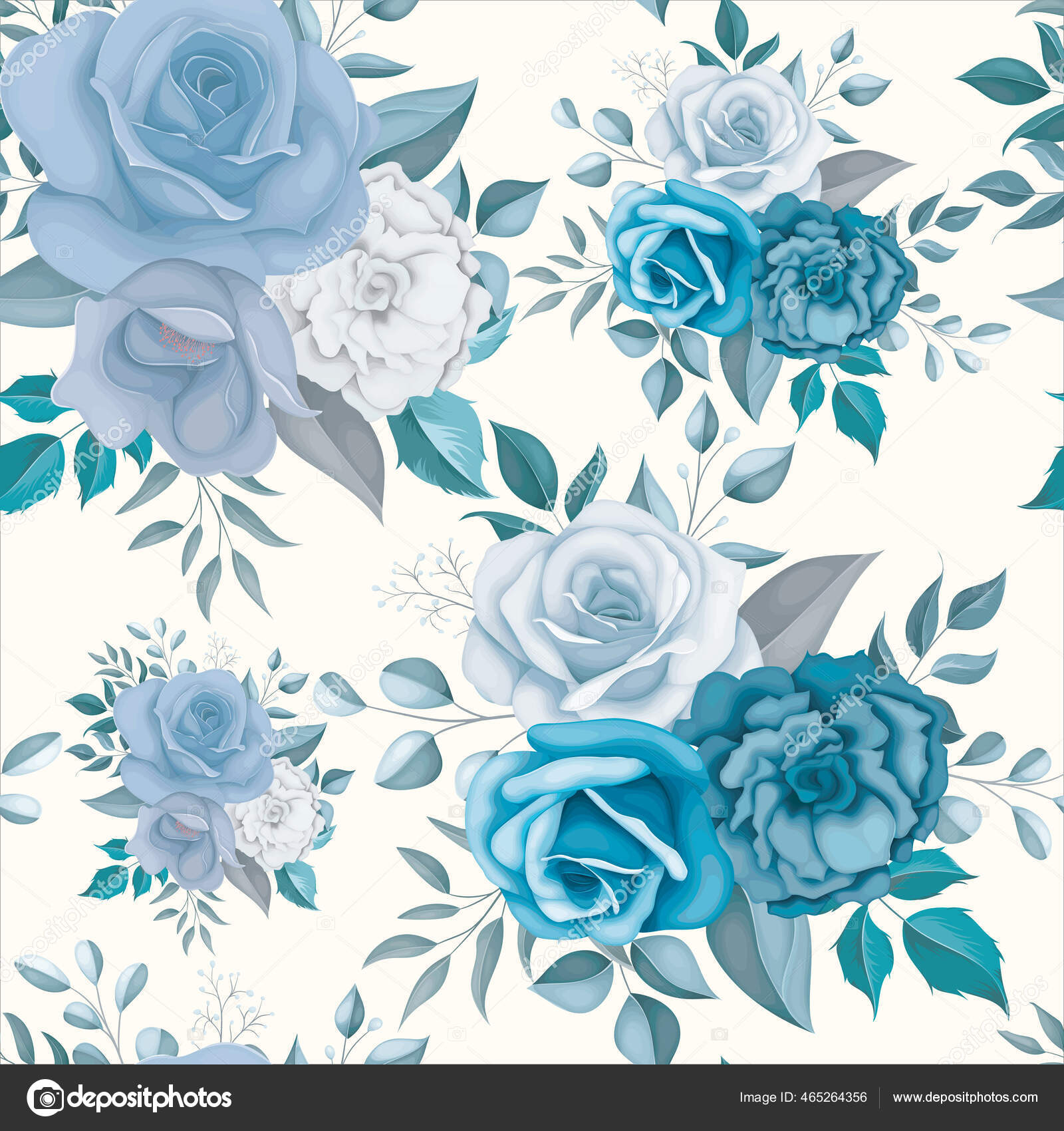 Beautiful Blue Flower Seamless Pattern Stock Vector by ©darrenstudio ...