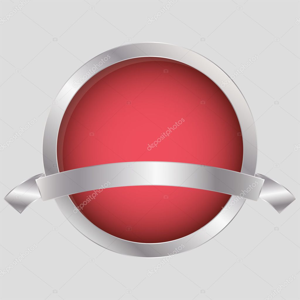 Silver medal with red inner circle and blank ribbon. Silver award with ...