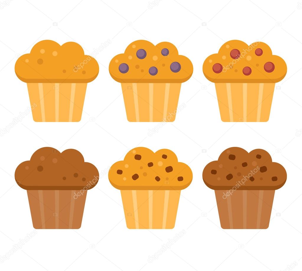 Muffins de dibujos animados conjunto Vector de stock #101851890 de ...