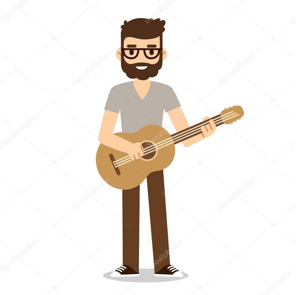 Flat cartoon guitarist Stock Vector Image by ©Sudowoodo #82849098