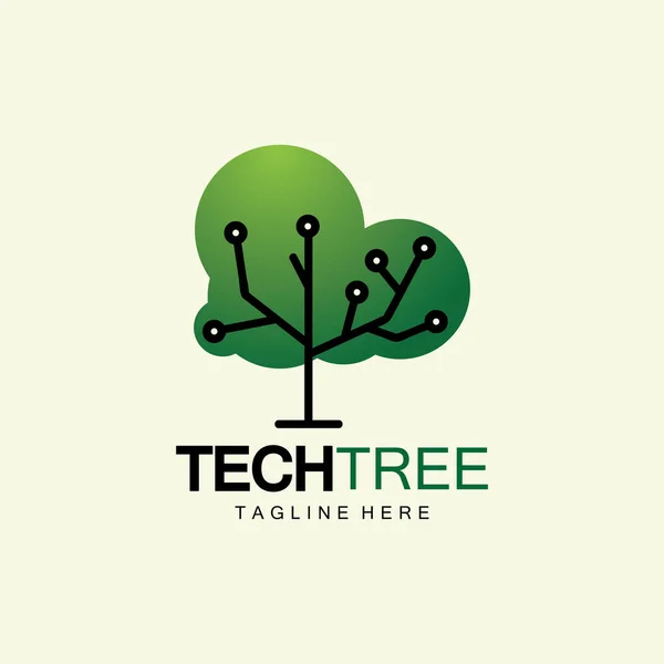 tech tree logo concept,green network technology logo vector.tech tree ...