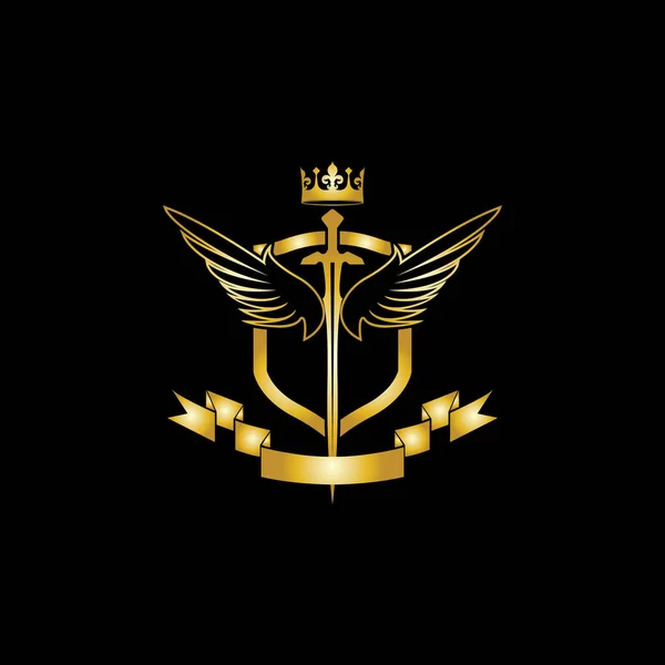 Heraldic Composition Crown Swords Wings Shield Ribbon Stock Vector by ...