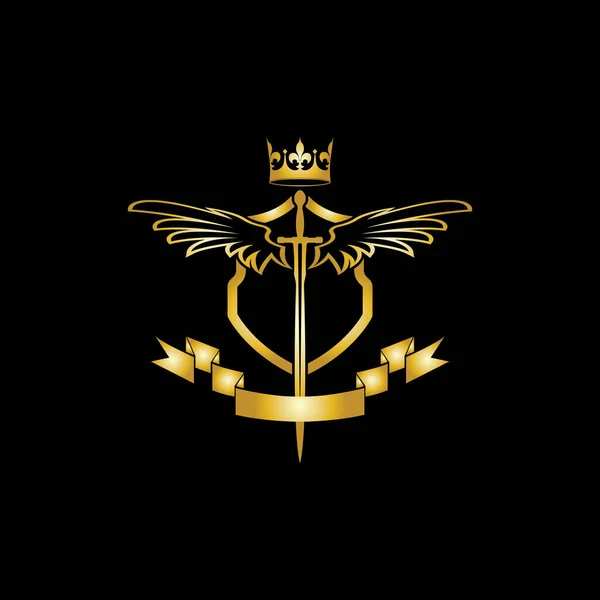 Heraldic Composition Crown Swords Wings Shield Ribbon Stock Vector by ...