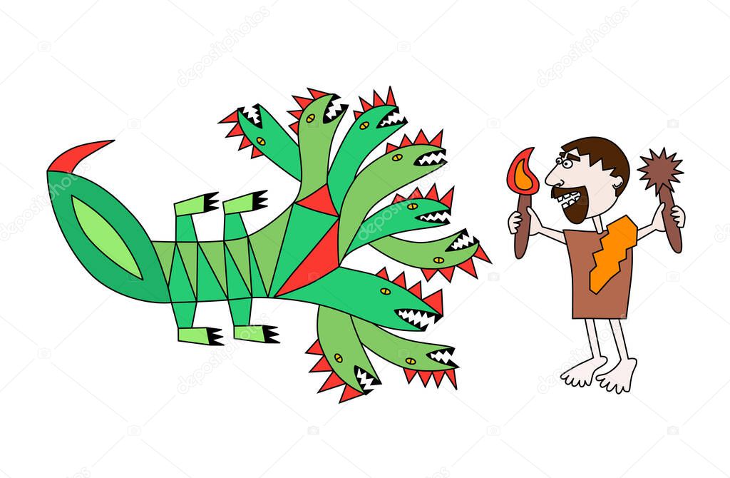 segundo trabajo de Hércules vector ilustración, batalla con Lernean ...