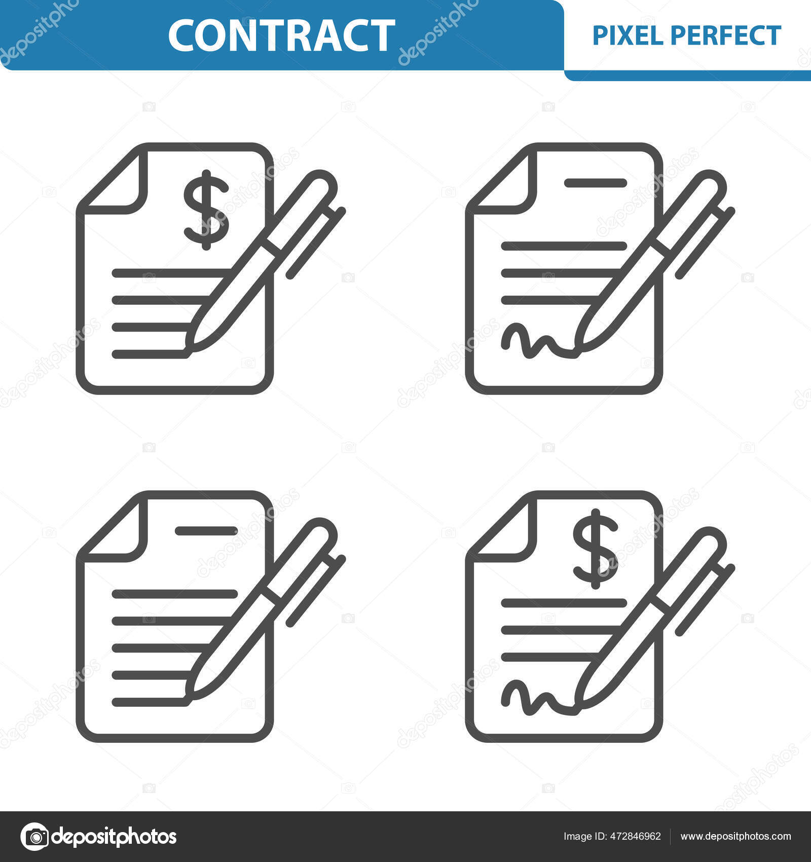 Contract Document Form Lease Icons Stock Vector Image by ©13ree.design ...