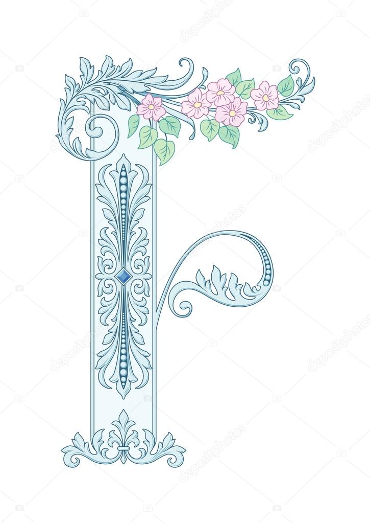 Decorative capital letter F — Stock Vector © Jull76 #75589857