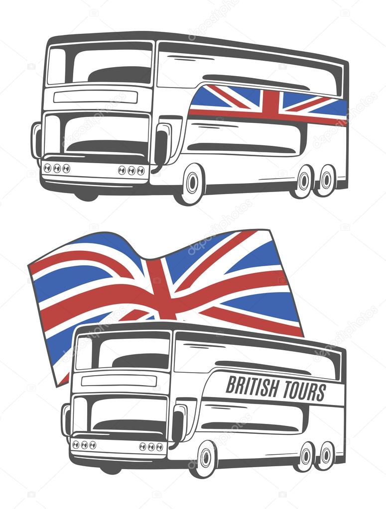 Tourist buses with Union Jack. ⬇ Vector Image by © nesalomeya | Vector ...