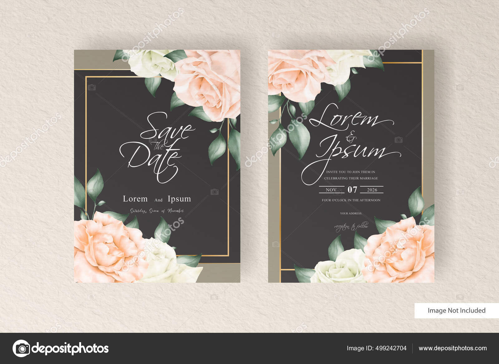 Editable Wedding Invitation Card Set Template Stock Vector by ...