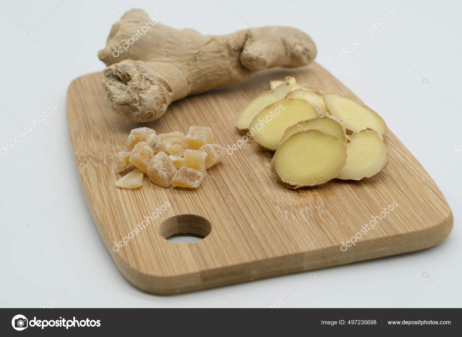 Cutting Board Different Types Ginger Raw Ginger Sliced Ginger ...