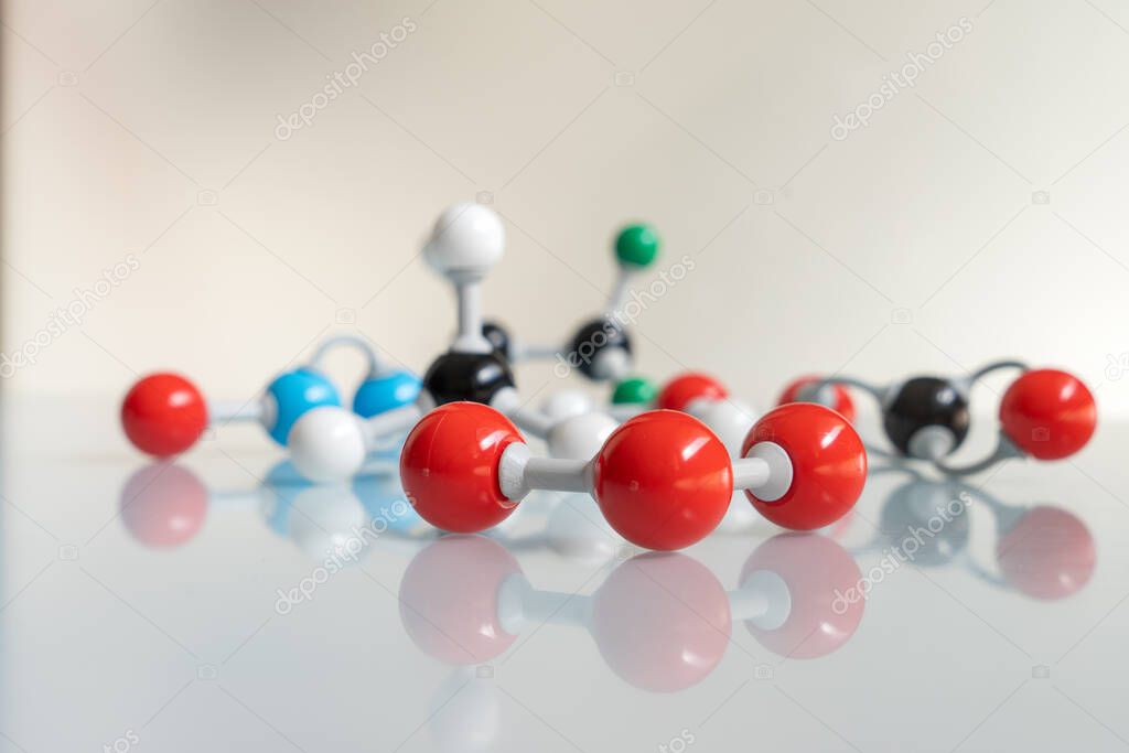 Molécula de ozono de primer plano con diferentes gases de efecto ...