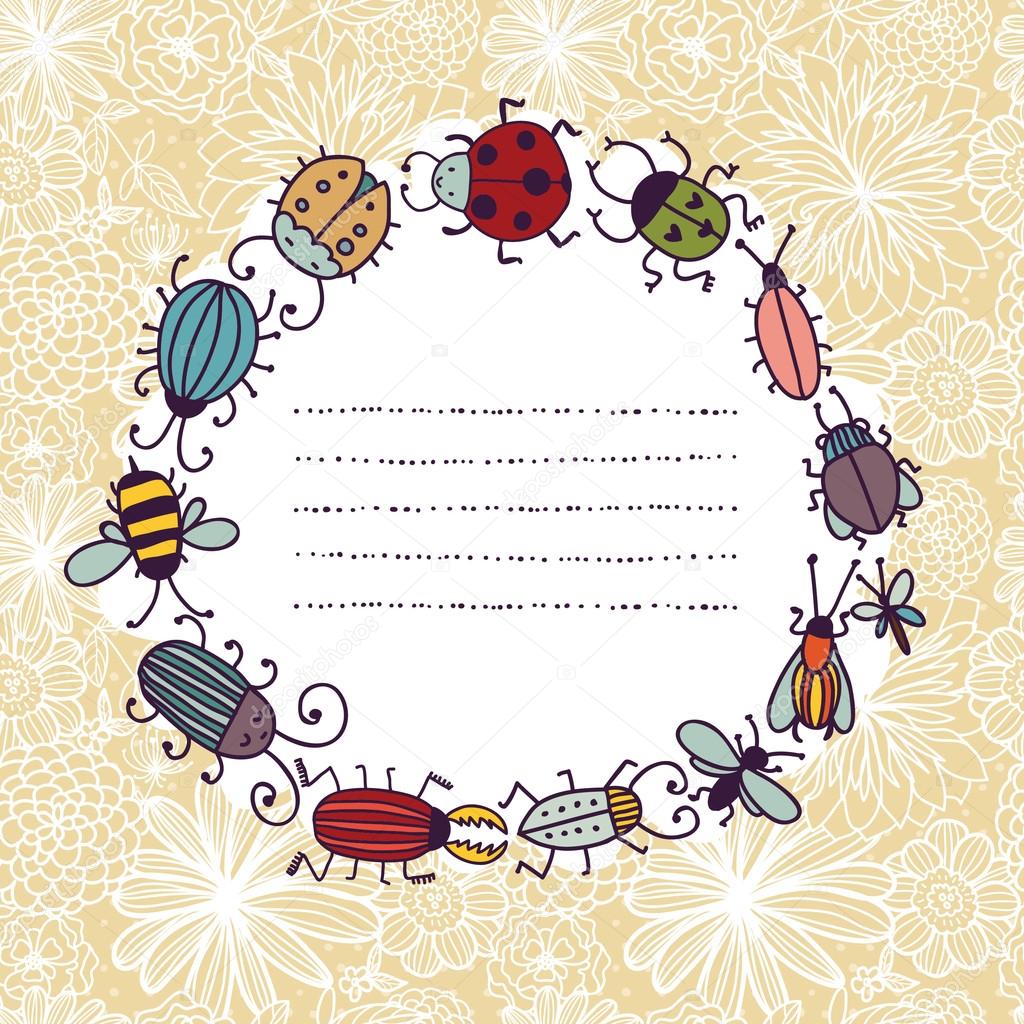 Card with cartoon insects and beetles Stock Vector by ©martynmarin ...