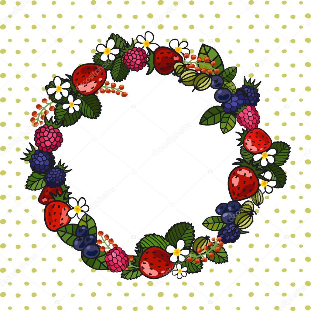 Decorative berries wreath — Stock Vector © martynmarin #107160828