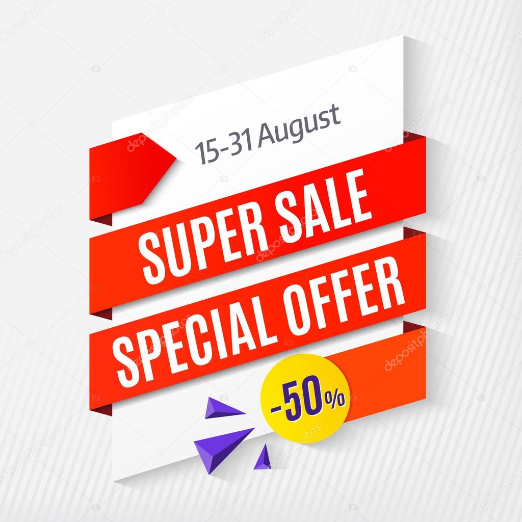 Big Super Sale Special Offer Banner Template 50 Off Vector